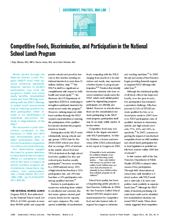 (PDF) Competitive Foods, Discrimination, and Participation in the ...