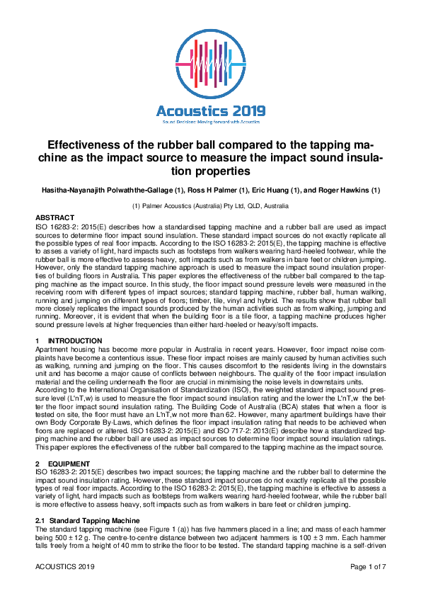(PDF) Effectiveness of the rubber ball compared to the tapping machine ...