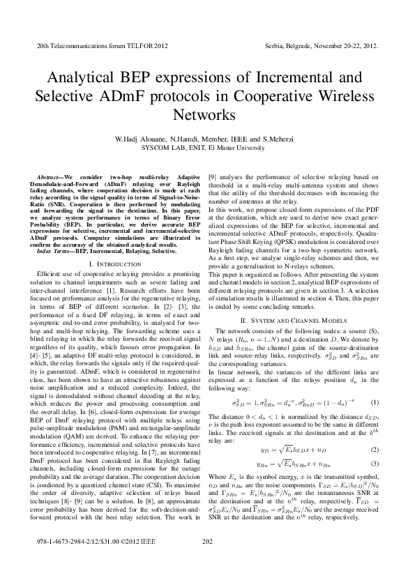 (PDF) Analytical BEP expressions of incremental and selective ADmF ...