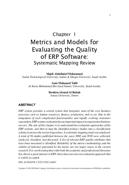 (PDF) Metrics and Models for Evaluating the Quality of ERP Software ...