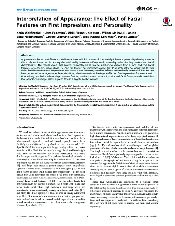 (PDF) Interpretation of appearance: the effect of facial features on ...