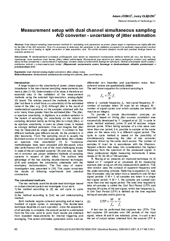 (PDF) Measurement setup with dual channel simultaneous sampling A/D ...