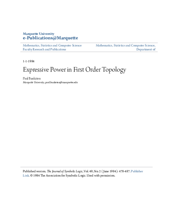 (PDF) Expressive power in first order topology
