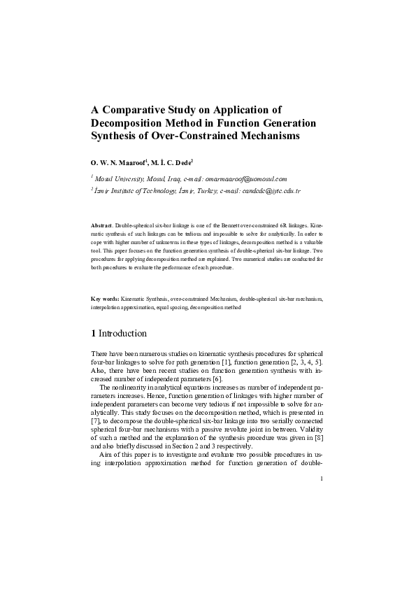 (PDF) A Comparative Study on Application of Decomposition Method in Function Generation ...