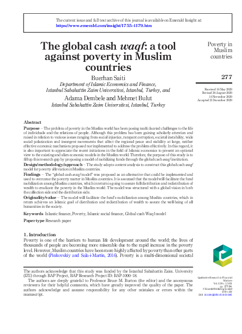 (PDF) The global cash waqf: a tool against poverty in Muslim countries