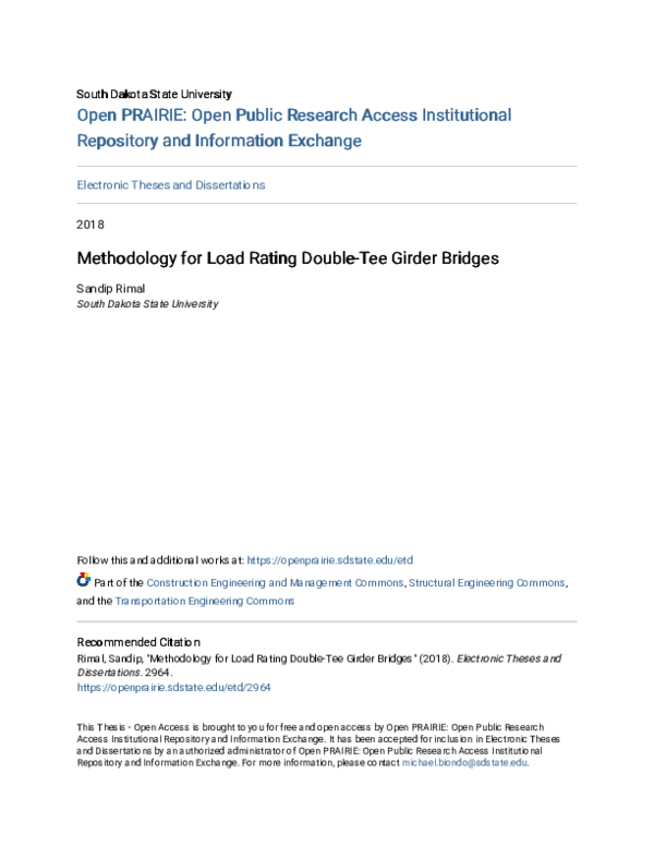 (PDF) Methodology for Load Rating Double-Tee Girder Bridges | sandip ...