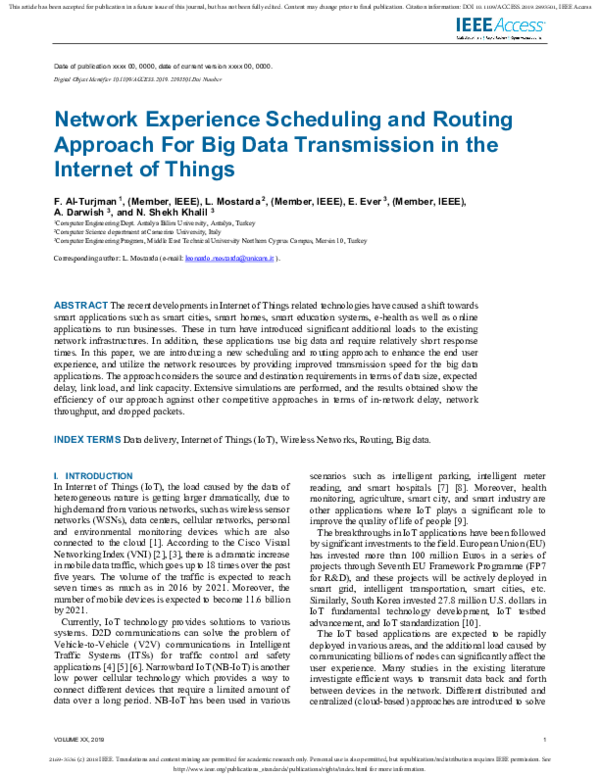 (PDF) Network Experience Scheduling and Routing Approach For Big Data Transmission in the ...