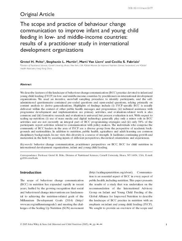 (PDF) The scope and practice of behaviour change communication to ...