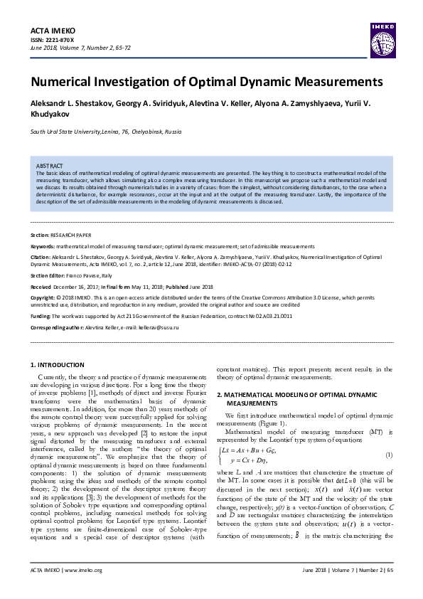 Numerical Investigation of Optimal Dynamic Measurements