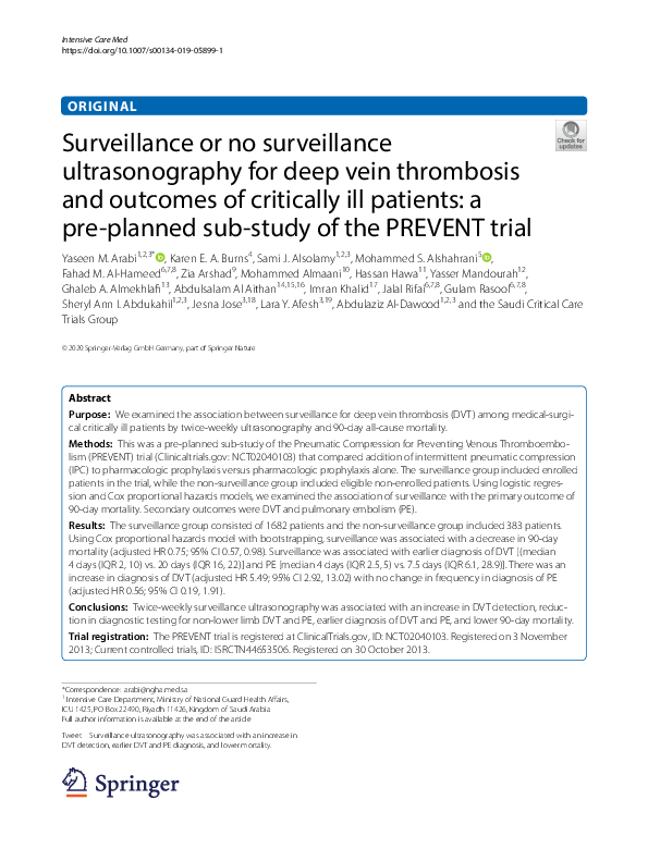 (PDF) Surveillance or no surveillance ultrasonography for deep vein ...