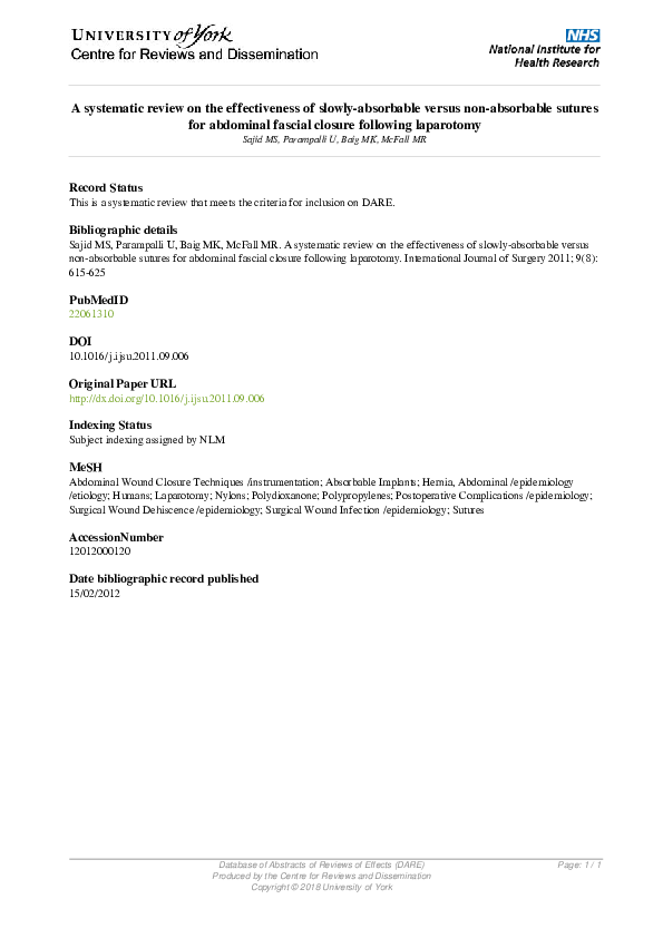 (PDF) A systematic review on the effectiveness of slowly-absorbable ...