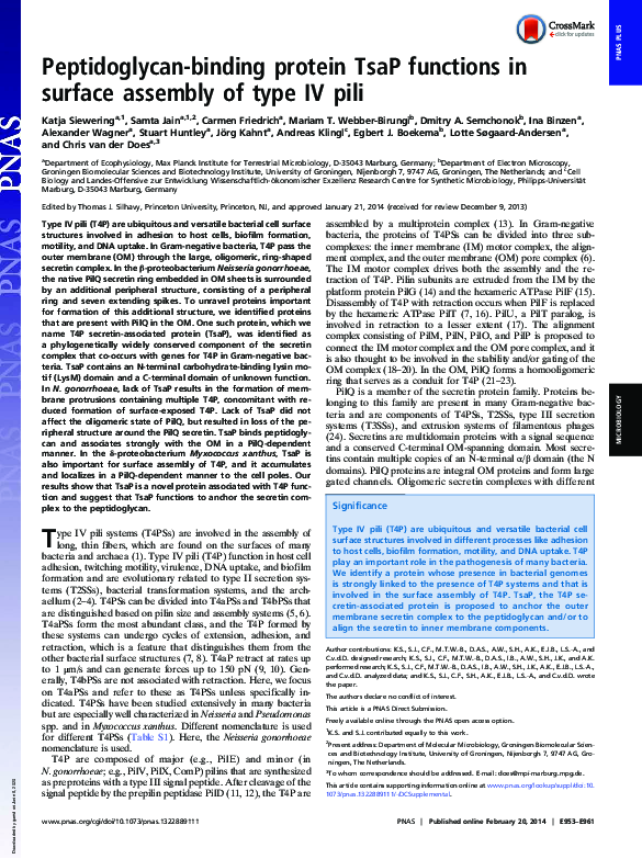 (PDF) Peptidoglycan-binding protein TsaP functions in surface assembly ...