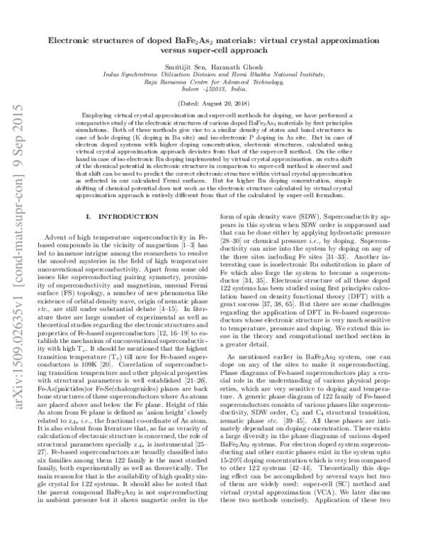 (PDF) Electronic structures of doped BaFe2As2 materials: virtual ...