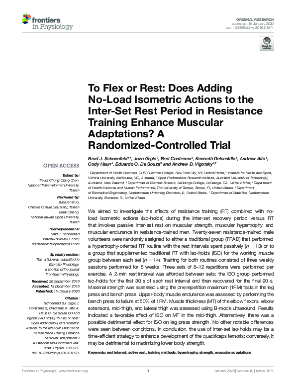 (PDF) To Flex or Rest: Does Adding No-Load Isometric Actions to the ...