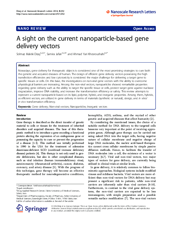 (PDF) A sight on the current nanoparticle-based gene delivery vectors