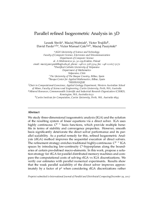 Pdf Parallel Refined Isogeometric Analysis In 3d