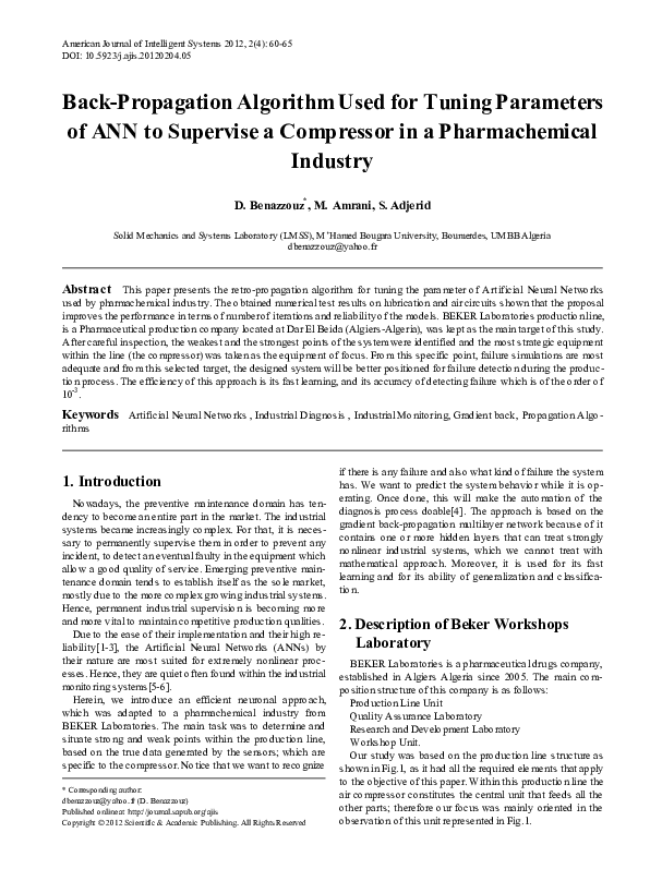 Pdf Back Propagation Algorithm Used For Tuning Parameters Of Ann To