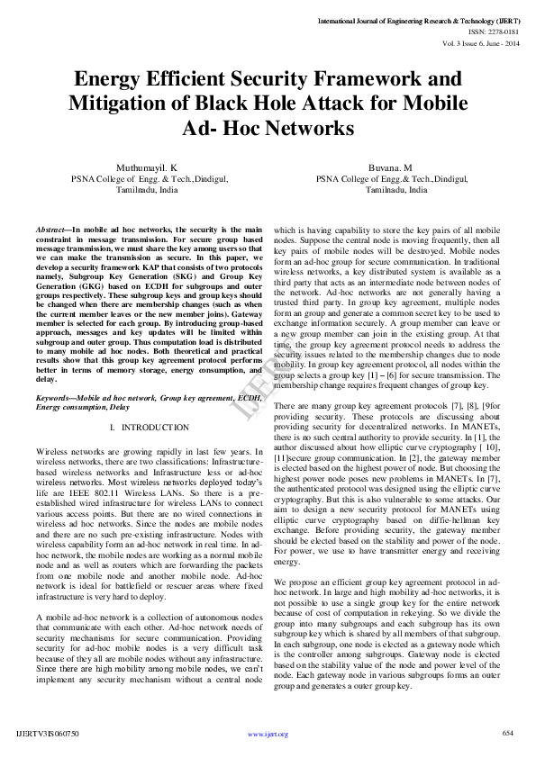 (PDF) Energy Efficient Security Framework and Mitigation of Black Hole ...