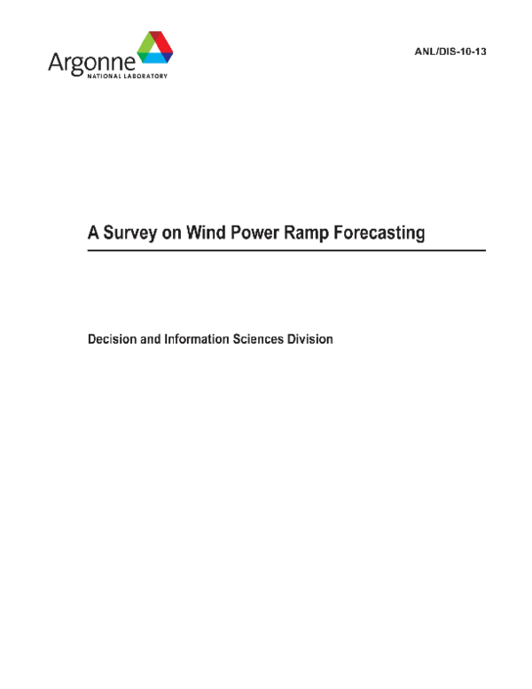 (PDF) A survey on wind power ramp forecasting