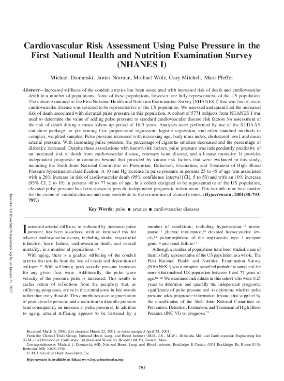 (PDF) Cardiovascular Risk Assessment Using Pulse Pressure in the First ...