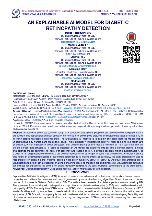 Pdf An Explainable Ai Model For Diabetic Retinopathy Detection