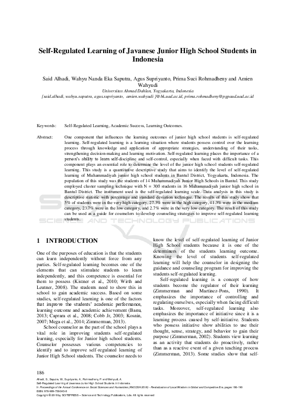 (PDF) Self-Regulated Learning of Javanese Junior High School Students ...