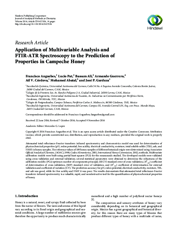 (PDF) Application of Multivariable Analysis and FTIR-ATR Spectroscopy to the Prediction of ...
