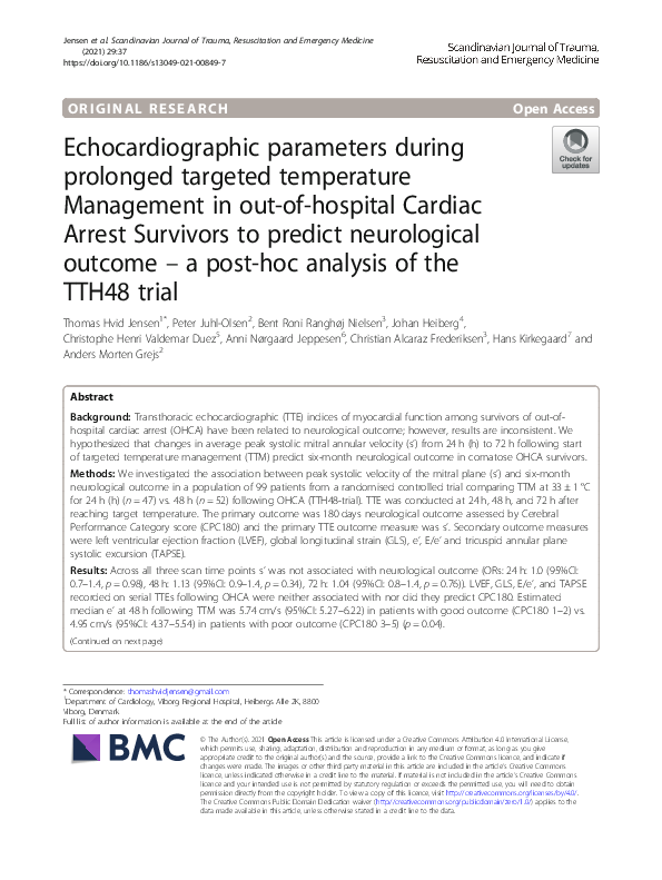 (PDF) Echocardiographic Parameters during Prolonged Targeted ...