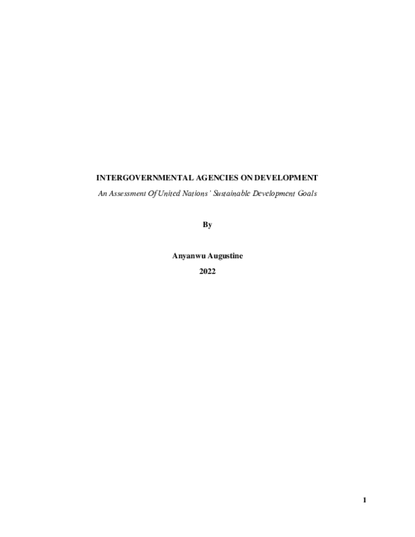 (PDF) Intergovernmental Agencies On Development