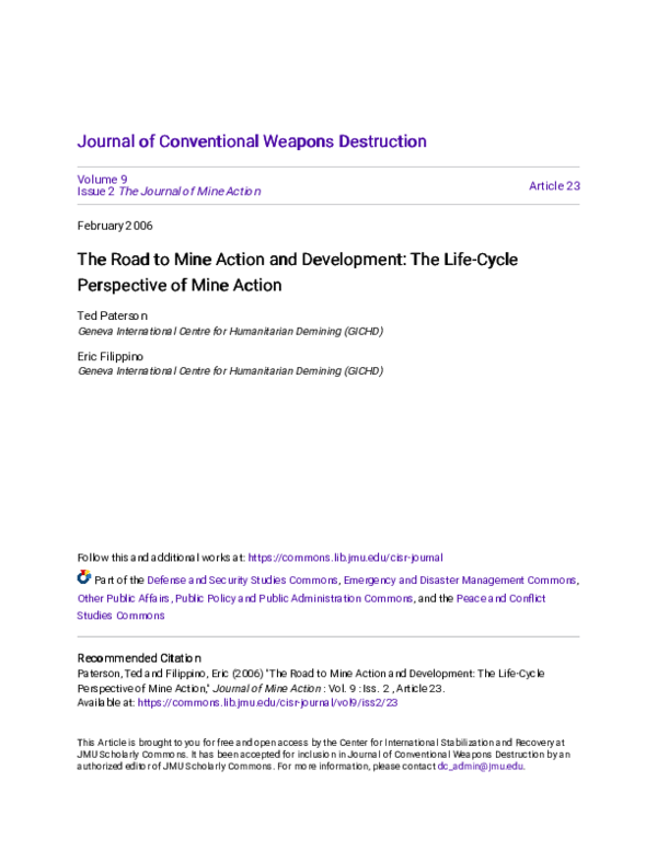 (PDF) The Road to Mine Action and Development: The Life-Cycle ...