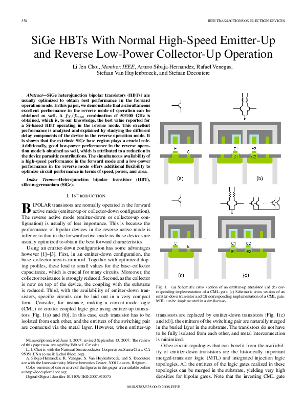 (PDF) SiGe HBTs With Normal High-Speed Emitter-Up and Reverse Low-Power ...
