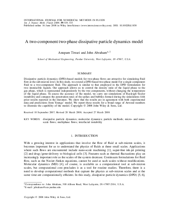 (PDF) A two-component two-phase dissipative particle dynamics model
