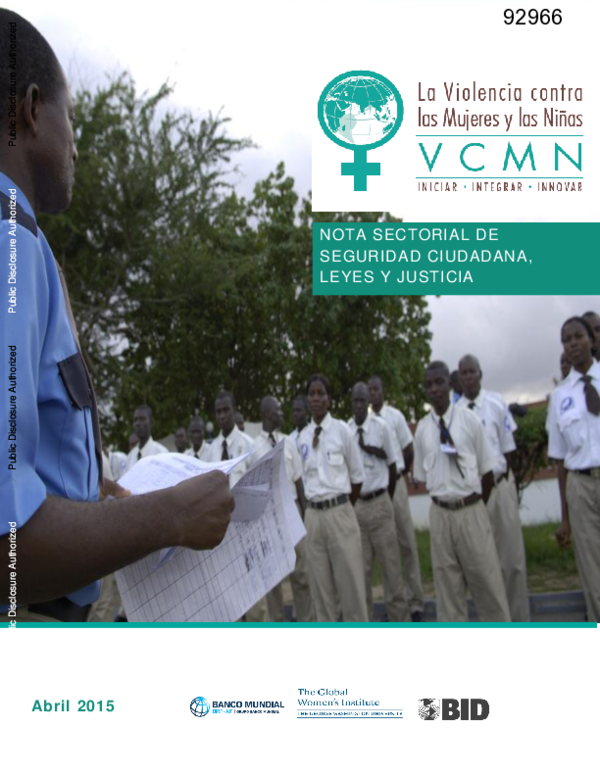 (PDF) La violencia contra las mujeres y las ninas : nota sectorial de seguridad ciudadana, leyes ...