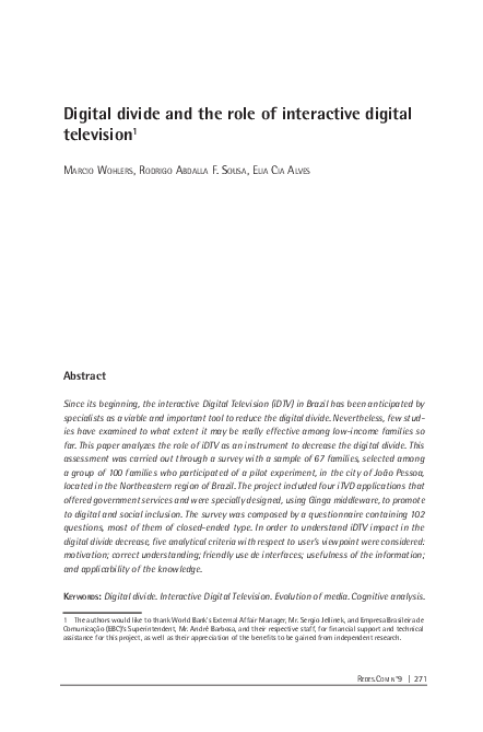 (PDF) Digital divide and the role of interactive digital television