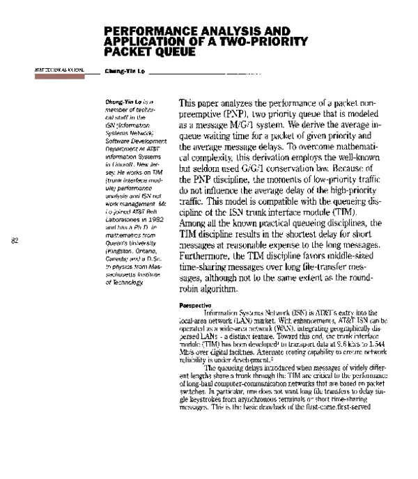 (PDF) Performance Analysis and Application of a Two-Priority Packet Queue