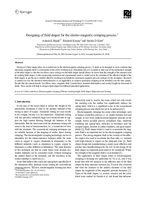 (PDF) Designing of field shaper for the electro-magnetic crimping ...
