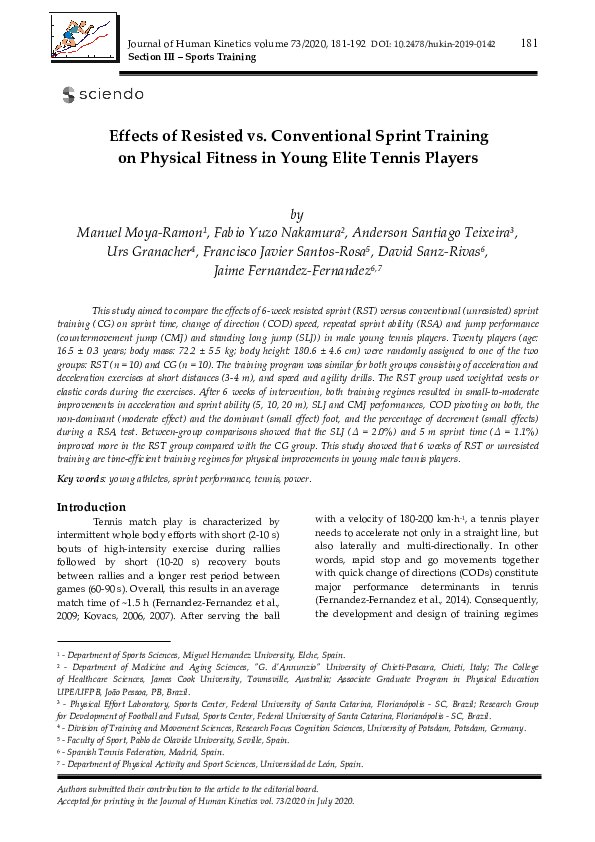 (PDF) Effects of Resisted vs. Conventional Sprint Training on Physical ...