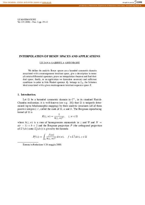 Pdf Interpolation Of Besov Spaces And Applications