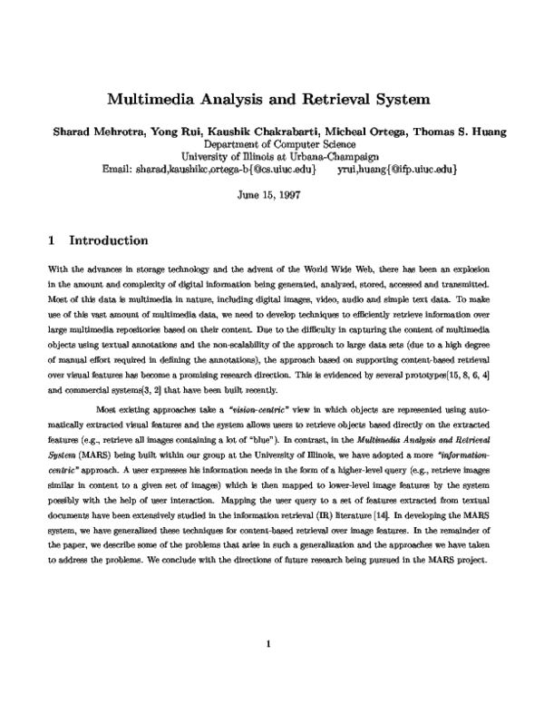 (PDF) Multimedia analysis and retrieval system