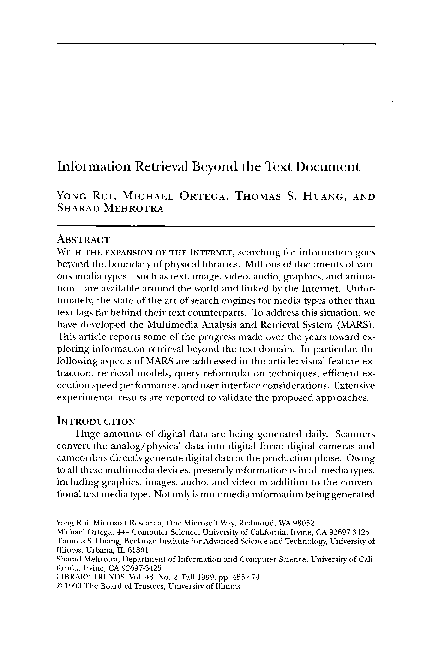 (PDF) Information retrieval beyond the text document