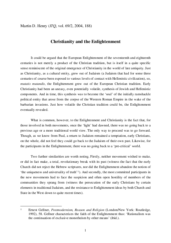 (PDF) Christianity and the Enlightenment