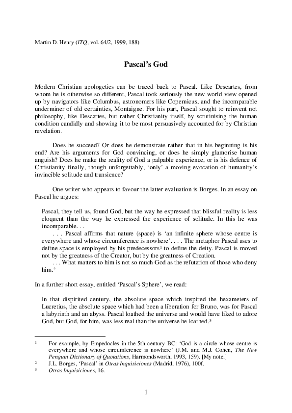 (PDF) Pascal's God