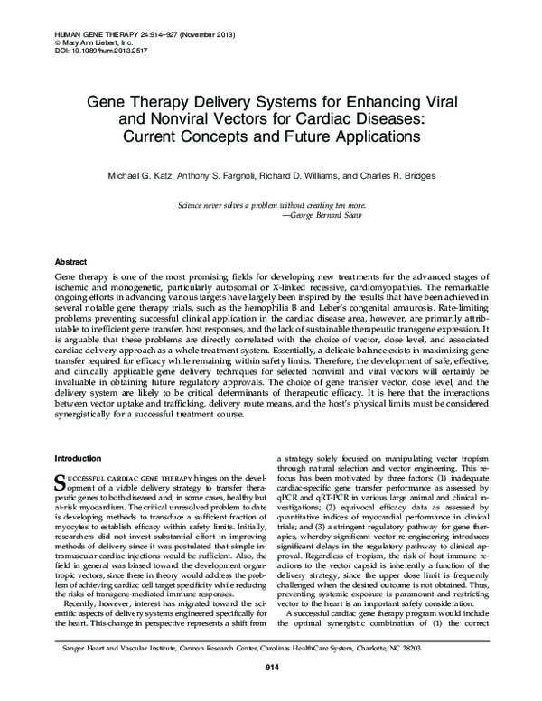 (PDF) Gene Therapy Delivery Systems for Enhancing Viral and Nonviral ...