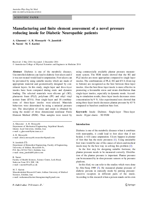 (PDF) Manufacturing and finite element assessment of a novel pressure ...