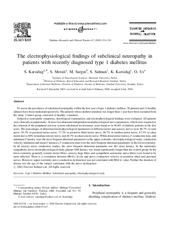 (PDF) The electrophysiological findings of subclinical neuropathy in ...