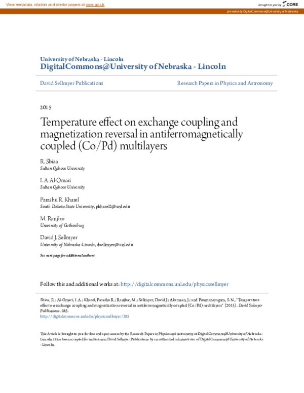 (PDF) Temperature effect on exchange coupling and magnetization ...