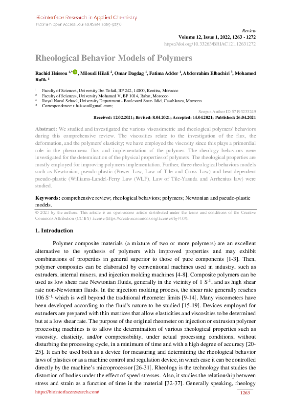 (PDF) Rheological Behavior Models of Polymers