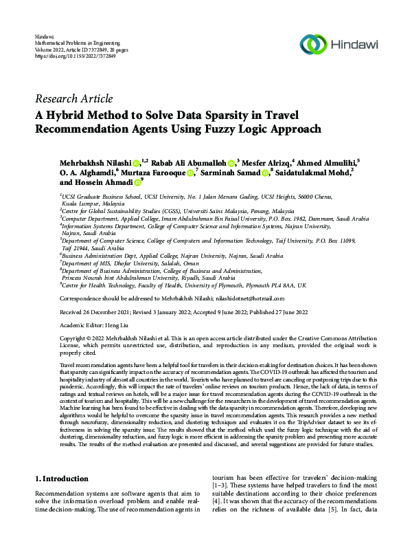 (PDF) A Hybrid Method to Solve Data Sparsity in Travel Recommendation ...