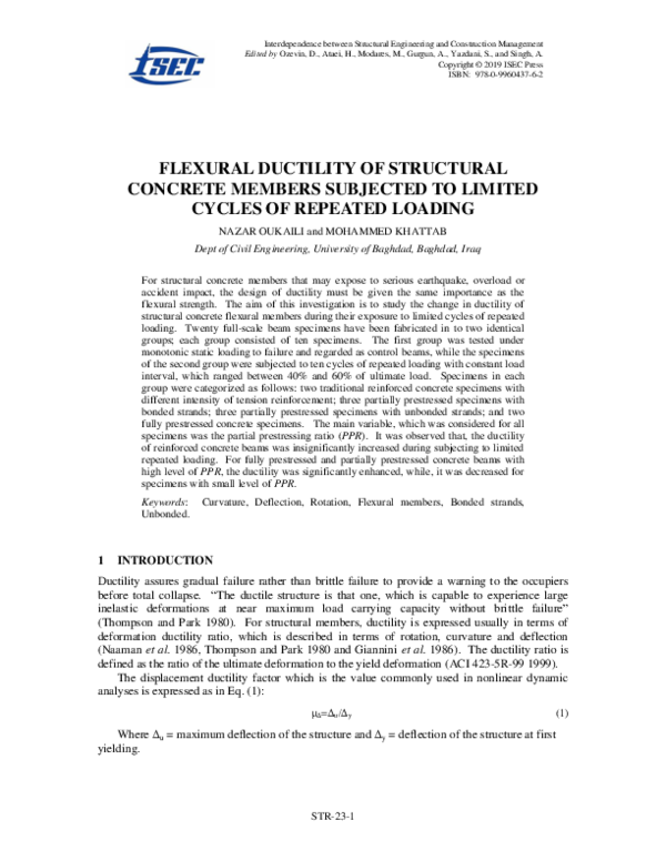 (PDF) Flexural Ductility of Structural Concrete Members Subjected to Limited Cycles of Repeated ...