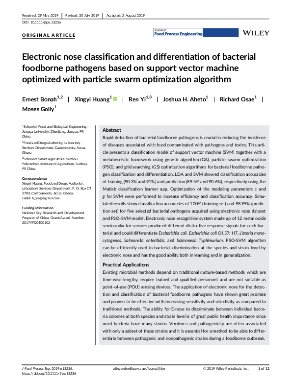 (PDF) Electronic nose classification and differentiation of bacterial ...